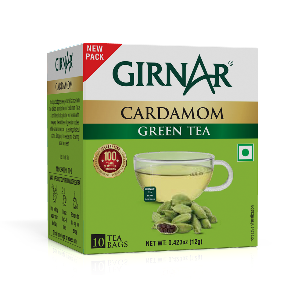 Girnar Green Tea Bags - Cardamom – Girnar Tea